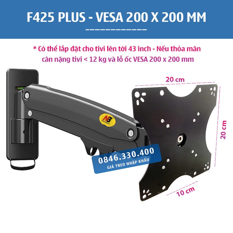 NB F425 & F425 Plus / Giá Treo Màn hình TIVI gắn tường/ Arm màn hình ...