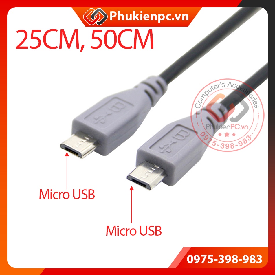 Cáp 2 đầu Micro USB to Micro USB size dài 25cm 50cm | Shopee Việt Nam