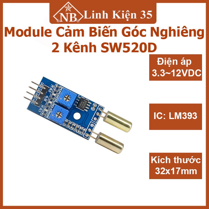 Module cảm biến góc nghiêng 2 kênh SW520D (Tilt Sensor), phát hiện góc ...