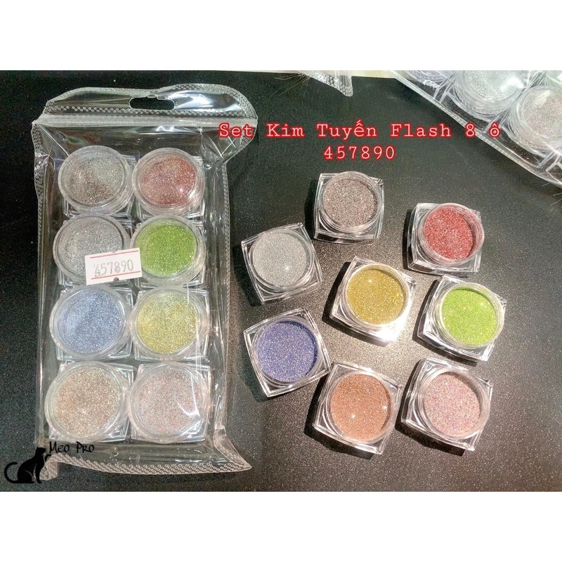 set kim tuyến flash 8 ô trang trí móng | Shopee Việt Nam