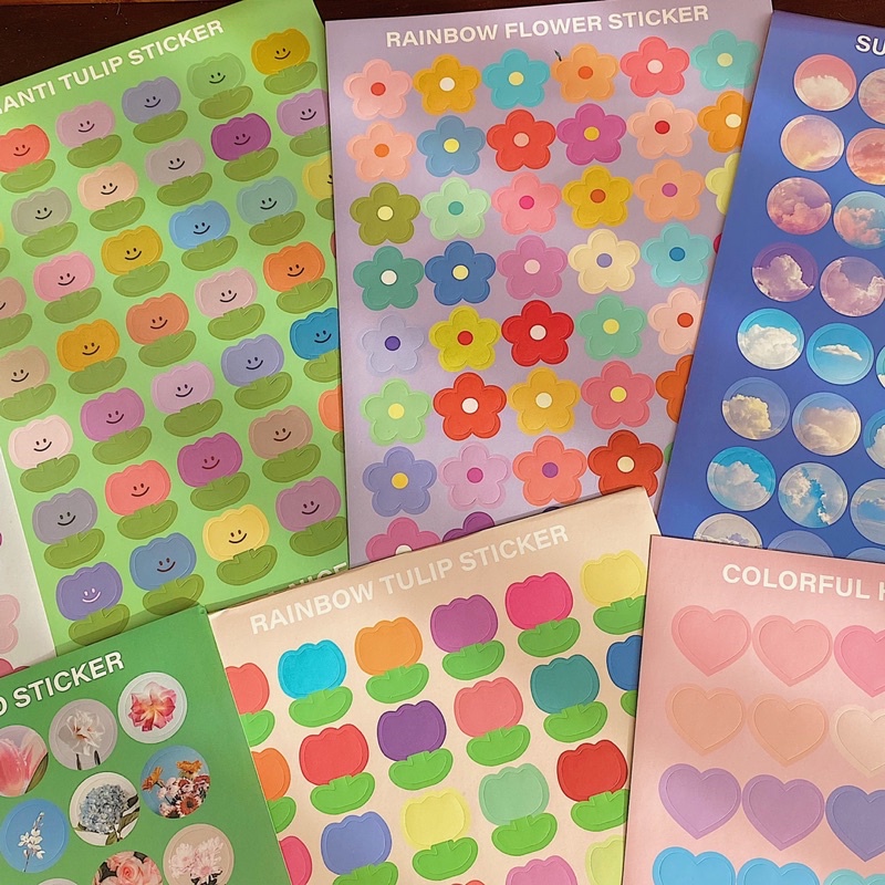 1 tấm Sticker tròn, bông hoa nhiều chủ đề | Shopee Việt Nam