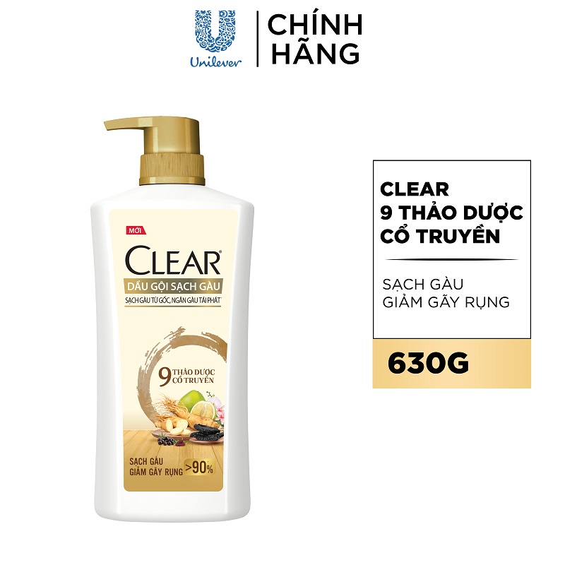 Dầu Gội CLEAR 9 Thảo Dược Cổ Truyền Sạch Gàu Giảm Gãy Rụng 630G | Shopee Việt Nam