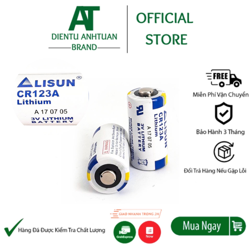 Cặp Pin CR123A 3V 1500mA Lithium, Pin 3V Cho Máy Ảnh Đèn Pin Mạch PLC ...
