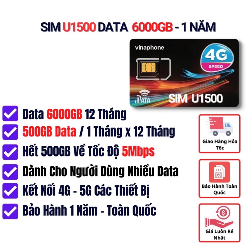 Sale Sim U1500 Giá Gốc , Data 6000GB Tốc Độ Cao , Không Giới Hạn Data ...
