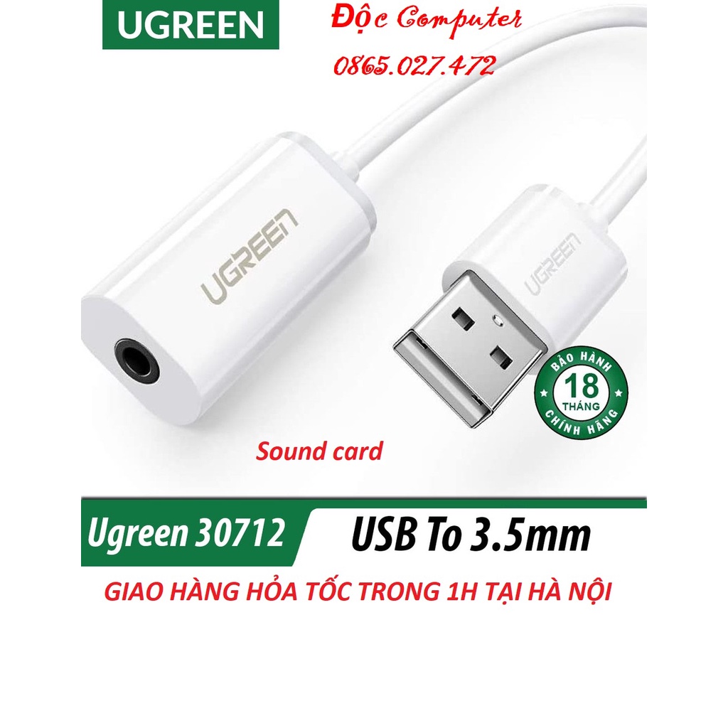 Cáp chuyển USB ra audio 3.5mm (Mic và Tai Nghe) cao cấp Ugreen 30712 ...