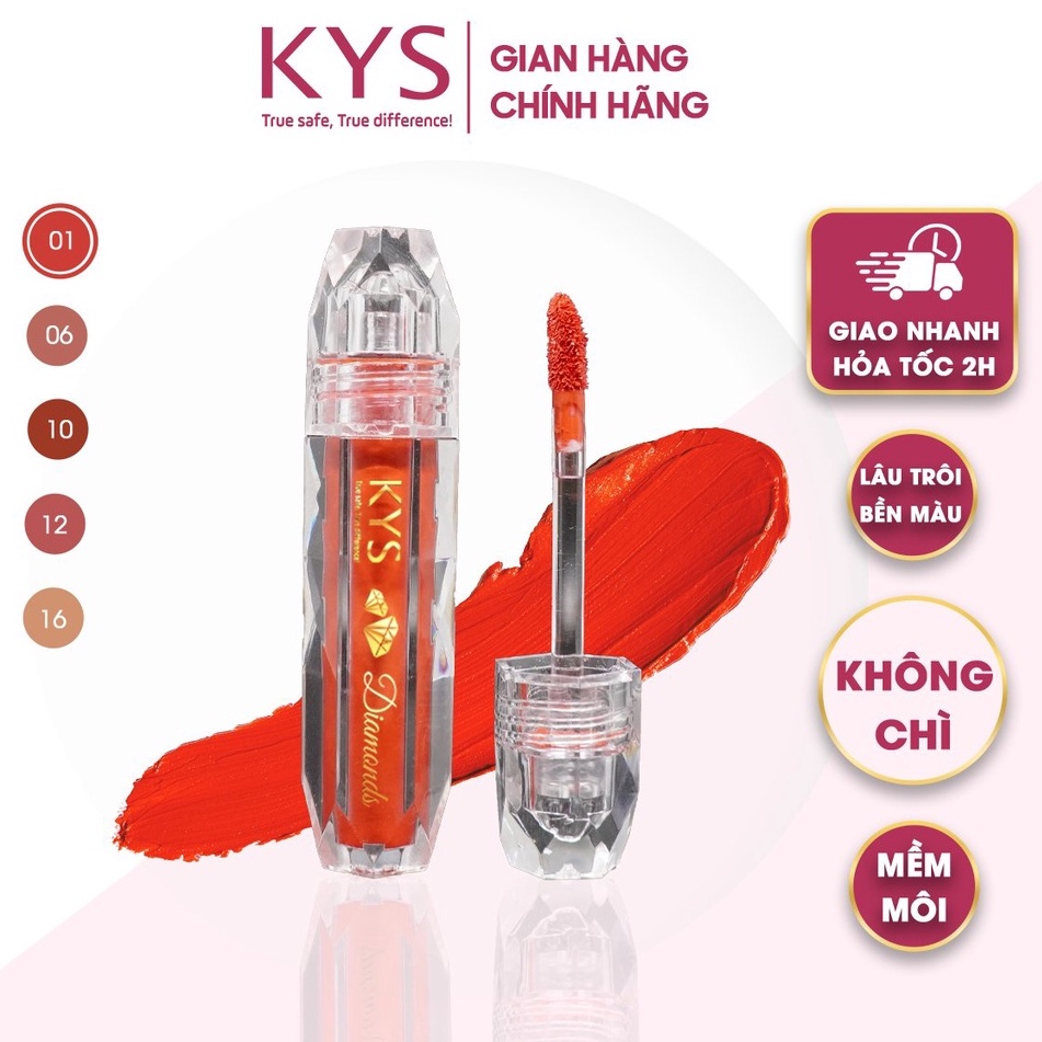 Son kem lì Chocolate KYS Đỏ Cam Diamonds bản mới 3gr | Shopee Việt Nam
