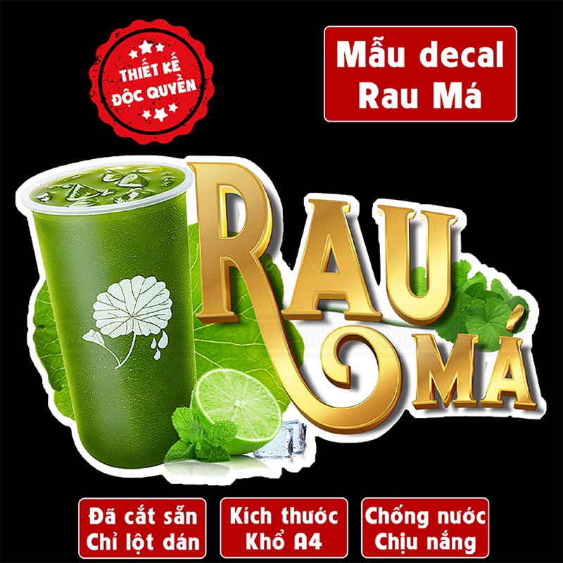 Poster decal RAU MÁ trang trí quán nước, dán tường, tủ kính,cao cấp ...