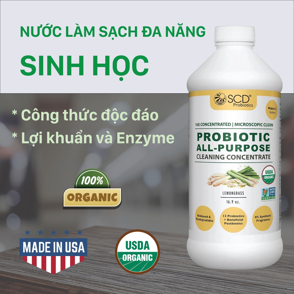 Nước làm sạch Sinh học Đa năng - Hương Lemongrass - SCD Probiotics, USA ...