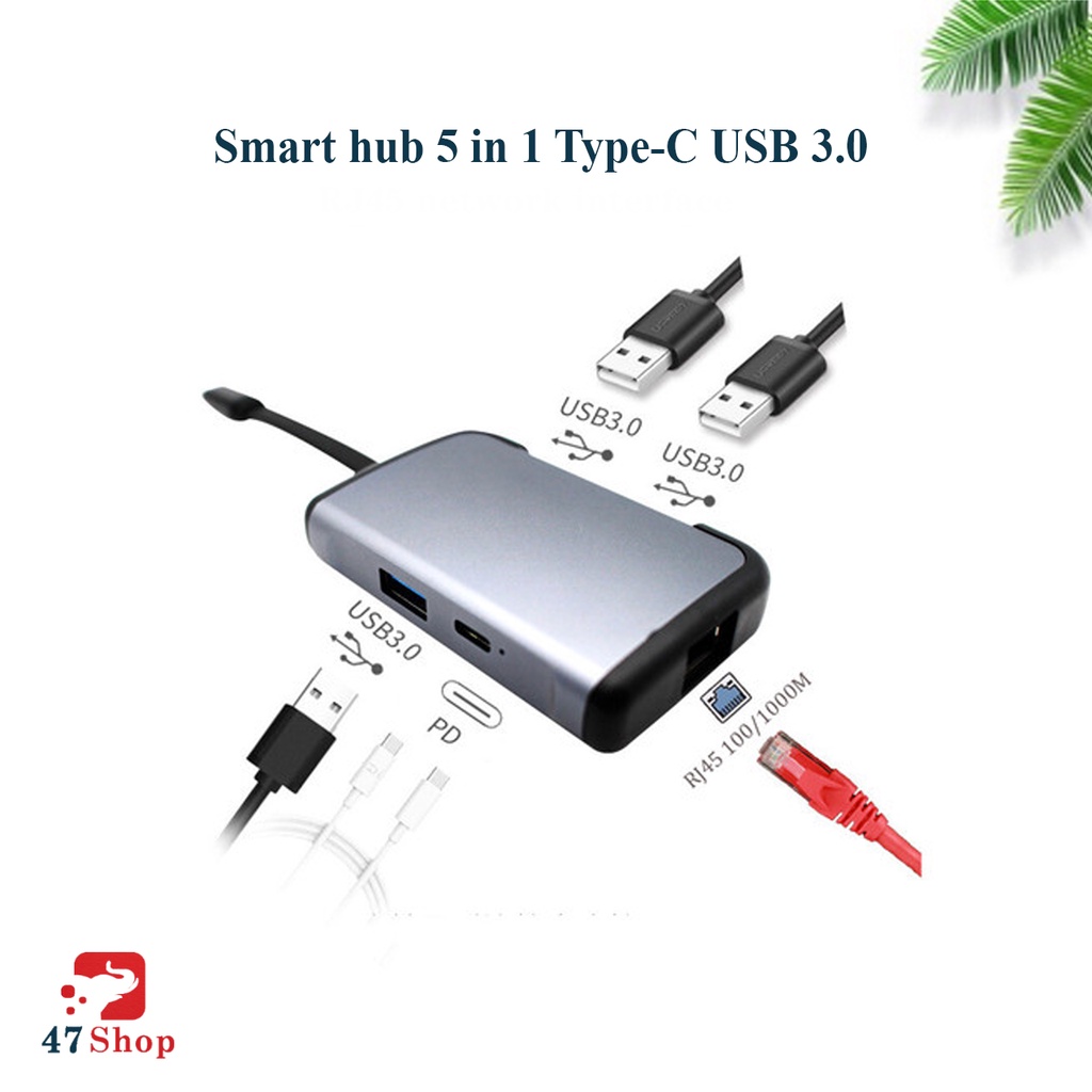 Hub Chuyển Đổi 5 Cổng Type C USB LAN Cho TV Box Chromecast, Điện Thoại ...