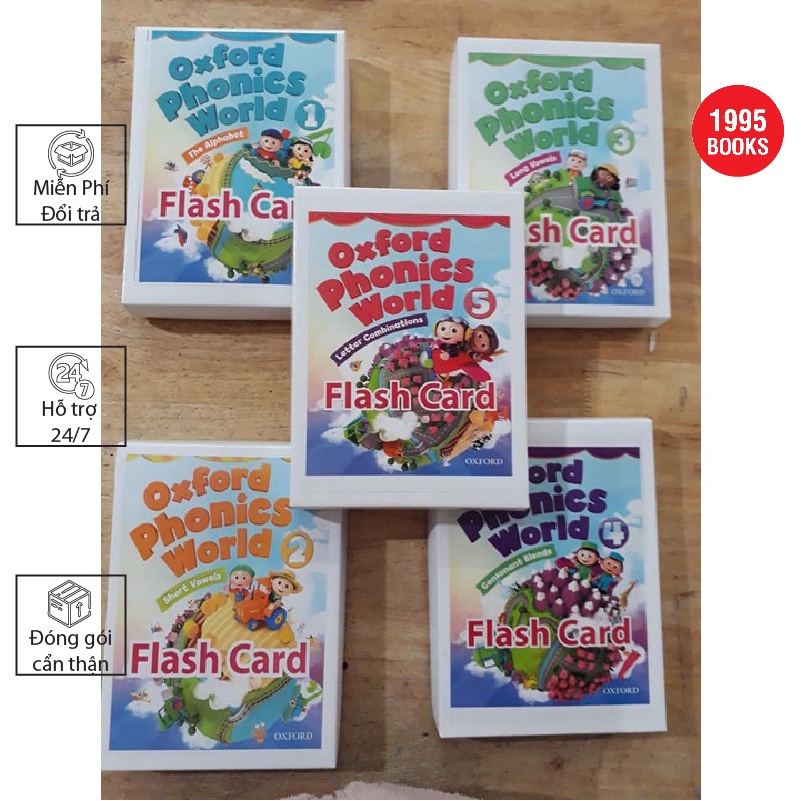 Thẻ học tiếng anh Oxford phonics world 1,2,3,4,5 + Flash card cho bé ...