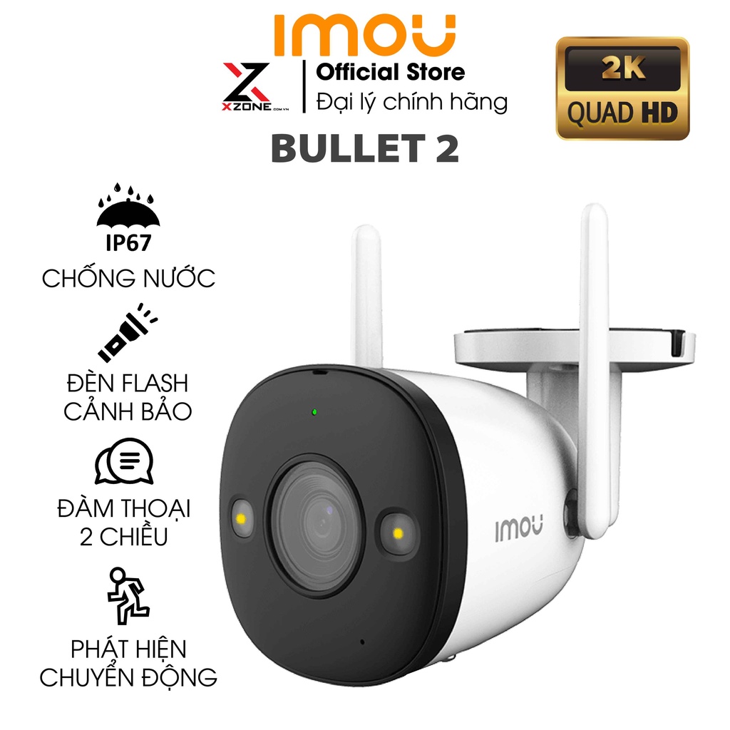Camera IMOU Bullet 2 2MP / 4MP Camera Wifi, chống nước, đàm thoại 2 ...