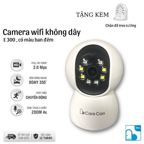 Camera Carecam pro có màu ban đêm E300 2.0 Mpx full HD1080, đàm thoại 2 ...