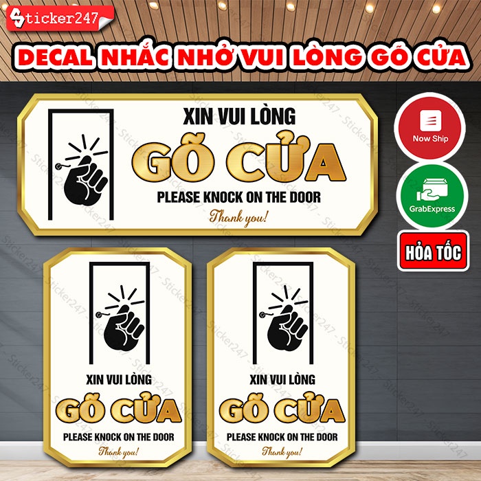 Bảng Vui Lòng Gõ Cửa 🌈𝑭𝒓𝒆𝒆𝒔𝒉𝒊𝒑 Decal Dán Nhắc Nhở Gõ Cửa Phòng Chống Nước - Sticker Trang Trí ...