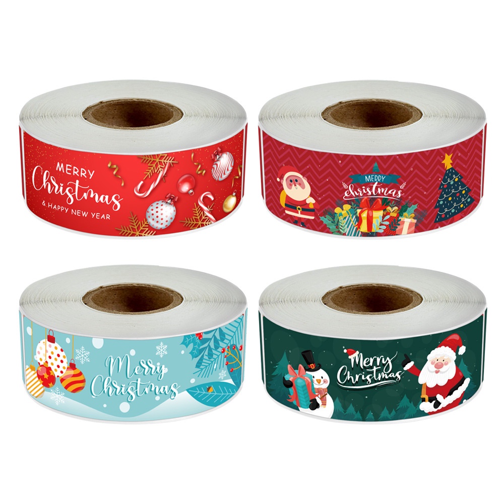 Cuộn 120 sticker Noel hình chữ nhật TE16 Decal tem dán bao bì quà tặng ...