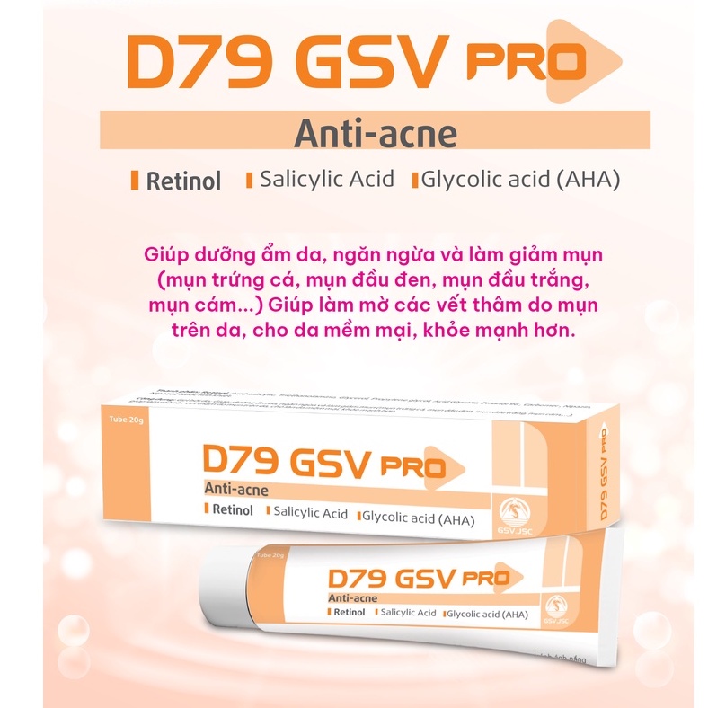 D79 GSV Pro 20g - Giúp Giảm Mụn, Thâm, Trẻ Hoá Da (Retinol, Salicylic ...