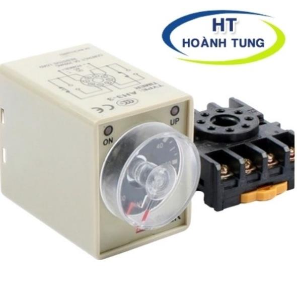 Timer AH3-3, rơ le thời gian 8 chân tròn điện áp 220VAC tặng kèm chân ...