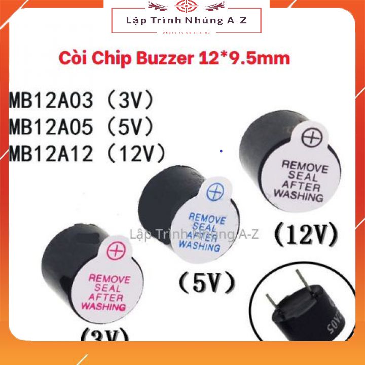 [Lập Trình Nhúng A-Z][103] Còi Chip Buzzer 12*9.5mm 3V/5V/12V | Shopee ...