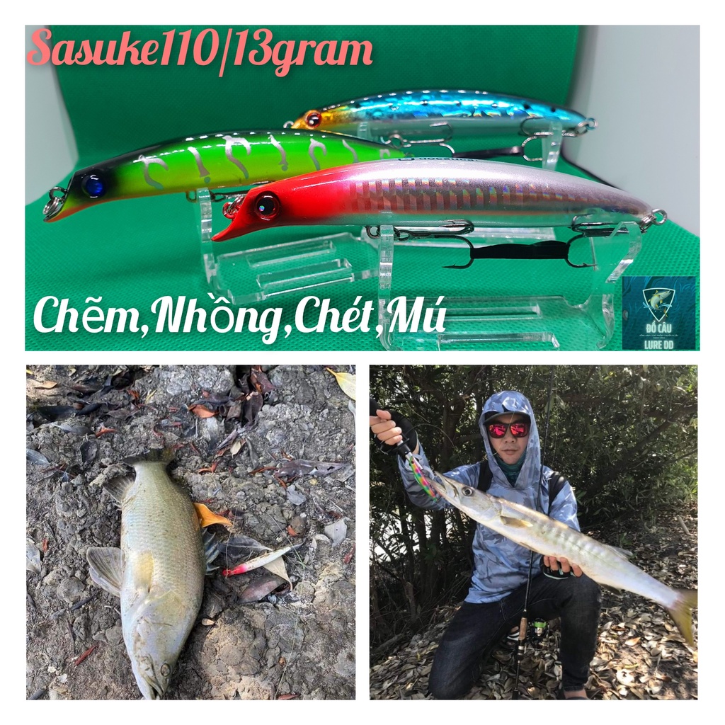 Mồi giả câu cá lure Sasuke110, câu cá Chẽm,Nhồng,Măng,Mú 11cm/13g ...