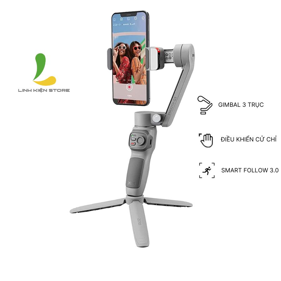 Gimbal Zhiyun Smooth Q3 - tay cầm chống rung 3 trục cho điện thoại trang bị đèn LED trợ sáng ...