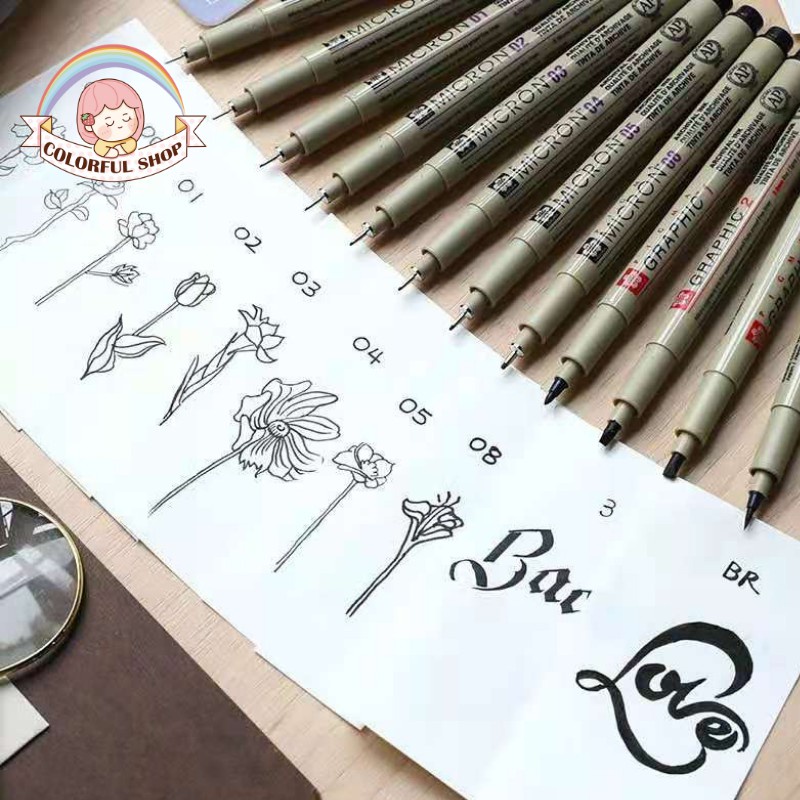 Bút line đi nét Sakura pigma micron đủ size (003 - Brush) | Shopee Việt Nam