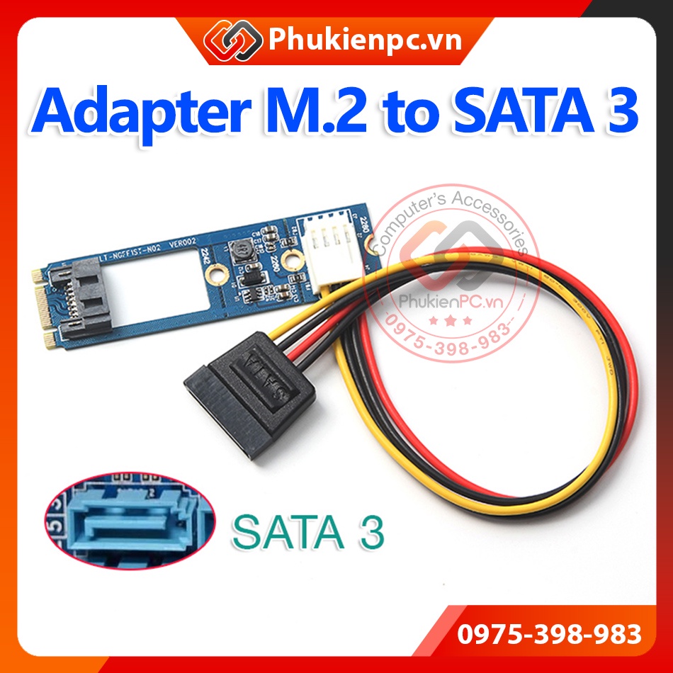 Adapter chuyển đổi M.2 B key to SATA 3 7Pin 6Gb, lắp đặt ổ cứng HDD ...