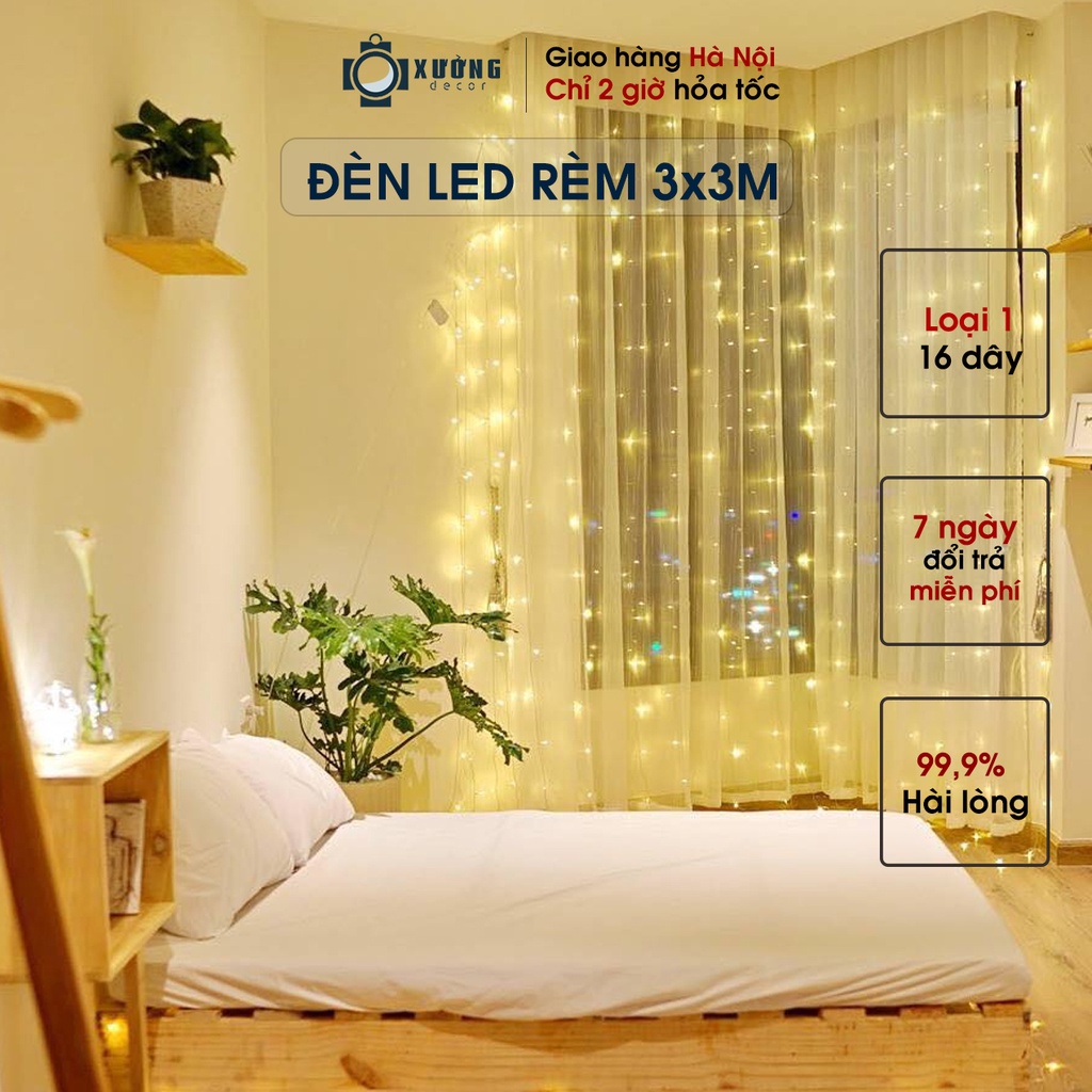 Đèn Rèm Rủ 3x3m 300 led 16 sợi dây | Shopee Việt Nam