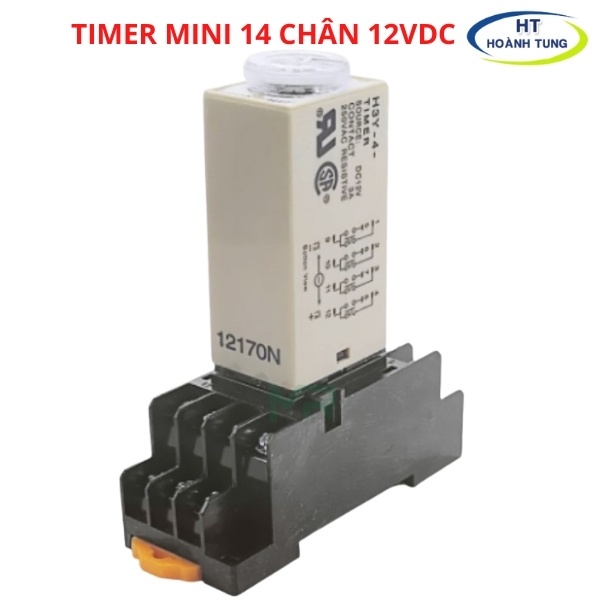 Timer mini H3Y-4 relay thời gian, công tắc tự động 14 chân điện áp 12VDC tặng kèm chân đế PYF14A ...