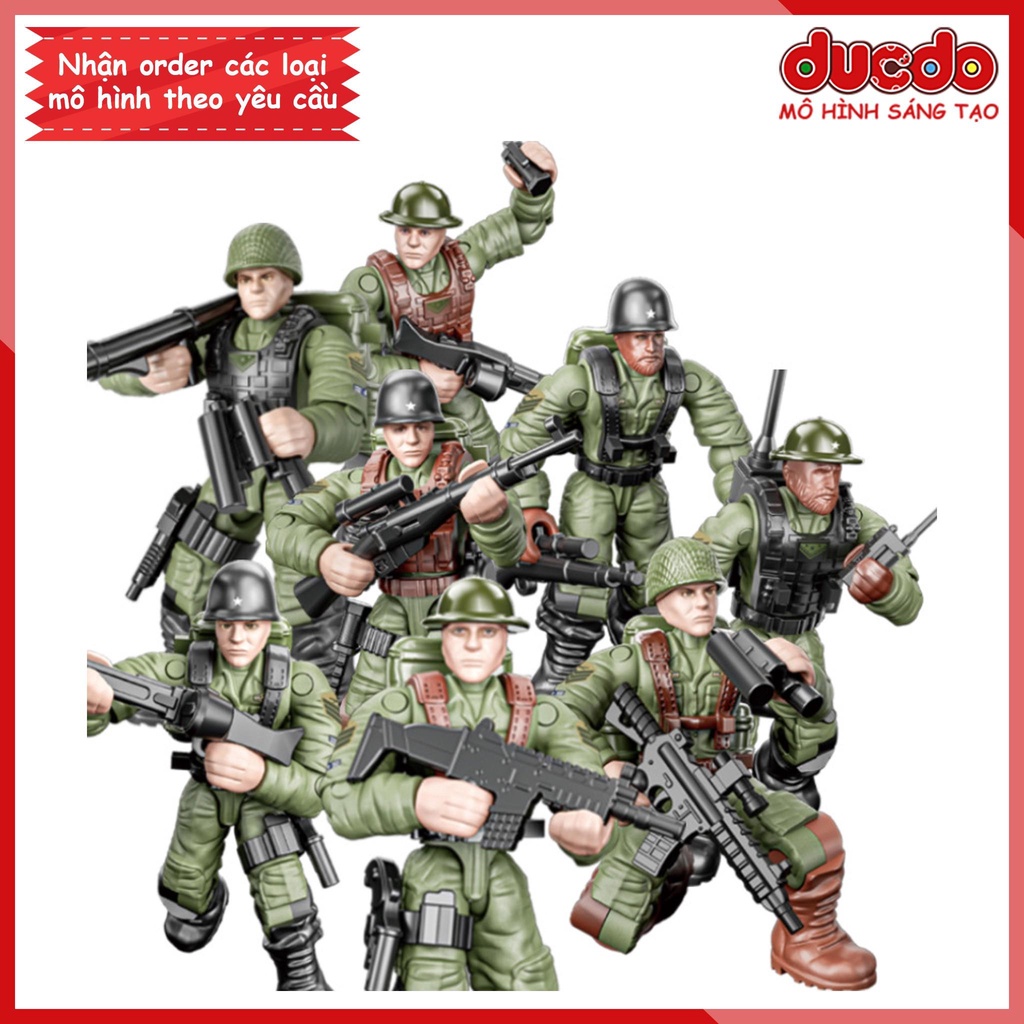 Combo 8 lính Mega Bloks chiến tranh thế giới - Đồ chơi Lắp ghép Xếp hình Mini Minifigures lính ...