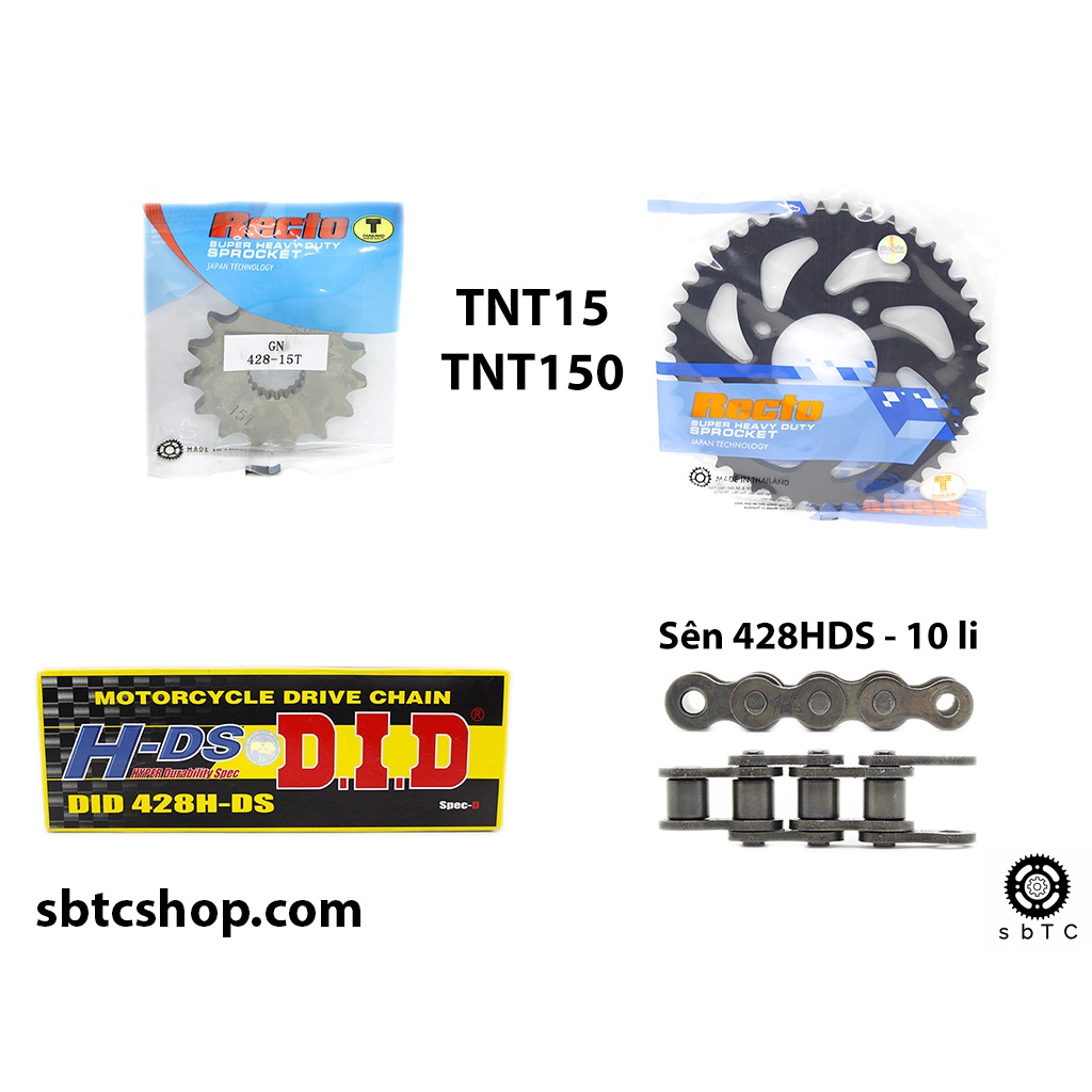 NSD Nhông dĩa RECTO sên DID đen 10 li ly Benelli TNT150 TNT15 TNT 150 chính hãng Thái Lan ...