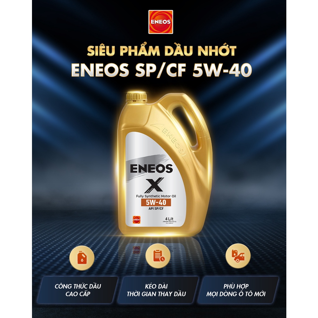 [ CHÍNH HÃNG ] Dầu nhớt động cơ ô tô tổng hợp toàn phần ENEOS X SP/CF 5w40 sử dụng cho máy xăng ...