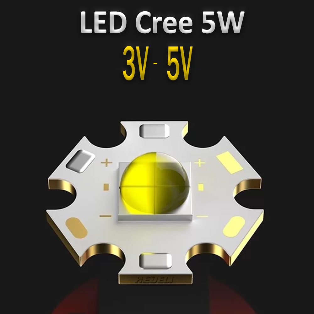 Bóng led, Chip led Cree 3W/5W Điện áp 3V - 5V, đã hàn sẵn đế tản nhiệt ...