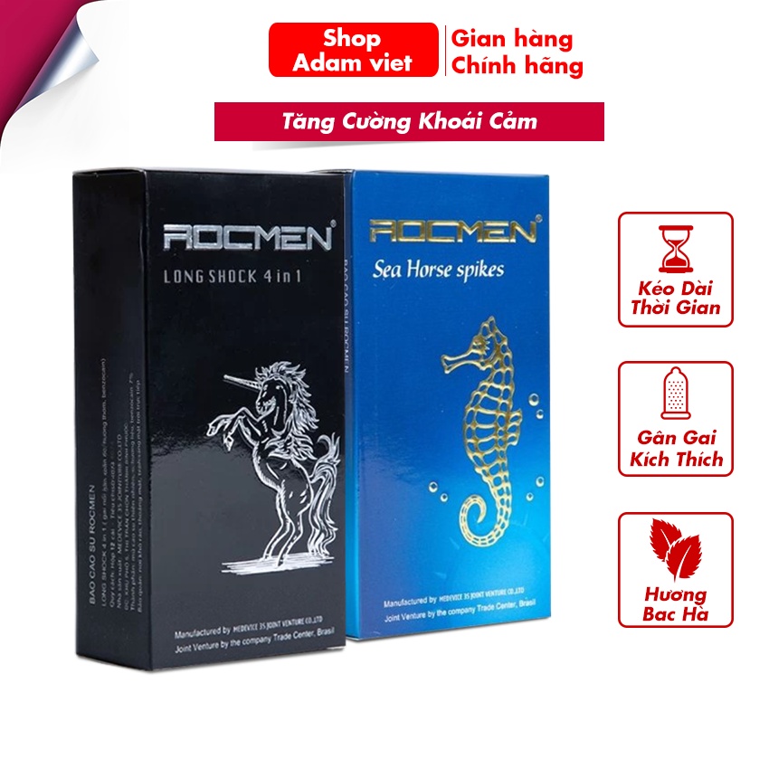 [Combo 2 Hộp] Bao Cao Su ROCMEN Xanh - BCS ROCMEN Đen. Bcs Gân Gai ...