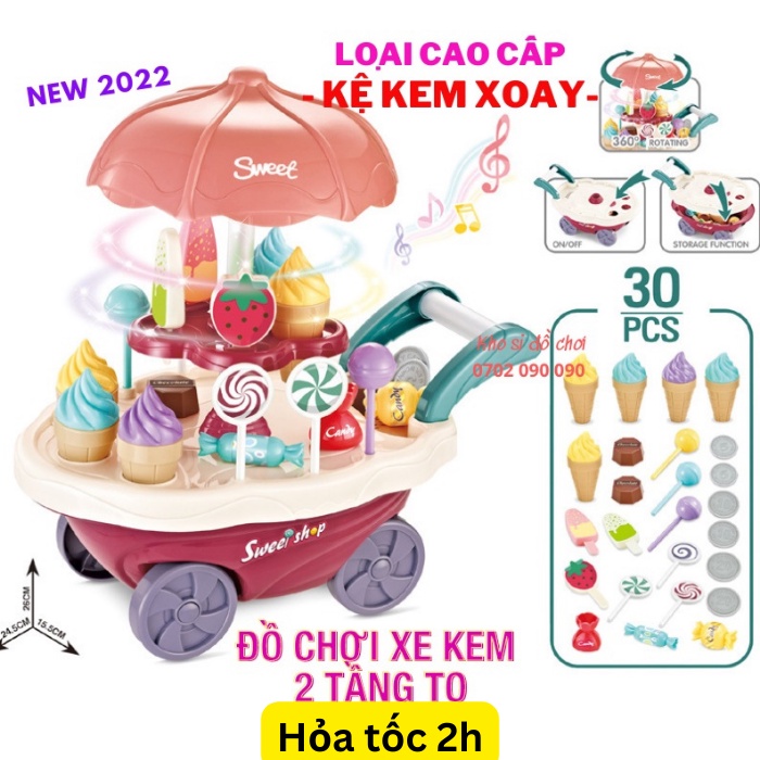 Đồ Chơi Xe Đẩy Kem, Xe Bán Kem Cho Bé Có Đèn Nhạc 2 Tầng, 30 Chi Tiết ...