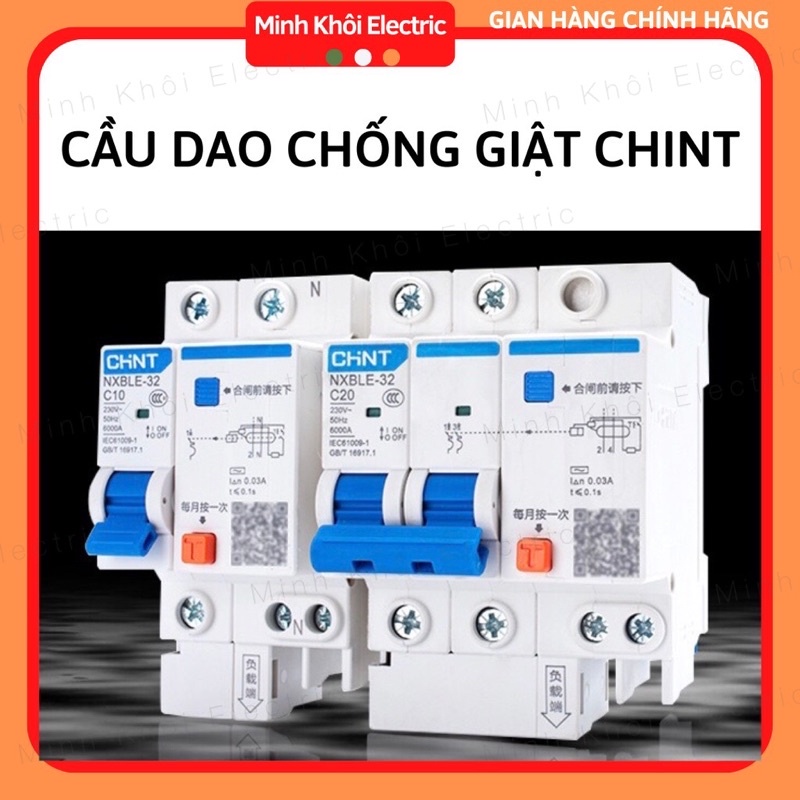 Cầu Dao Aptomat Chống Giật, Chống Rò CHINT Hàng chính hãng RCBO,át chóng giật,áp tô mát, CB ...