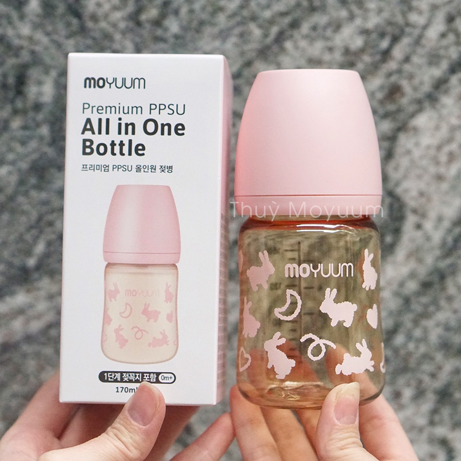 Bình sữa Moyuum 170ml/270ml Thỏ Hồng,Thỏ Xám mẫu mới 2023 chính hãng Hàn Quốc | Shopee Việt Nam