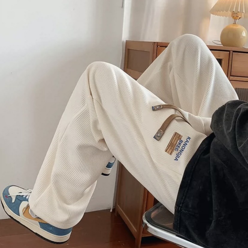 Quần Ống Rộng Nhung Tăm NAD Unisex - Quần Dài Cạp Chun Thêu Chữ WAKEMEUP Cao Cấp NT 2 | Shopee ...