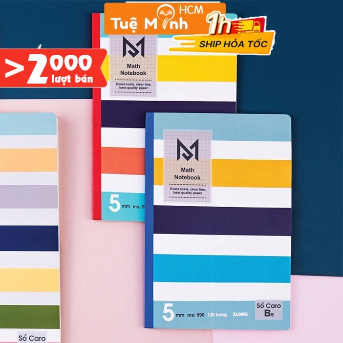 Vở Klong B5 120 trang VPPTUEMINH Caro 5x5 may dán gáy, sổ Klong math ghi toán MS 990 | Shopee ...