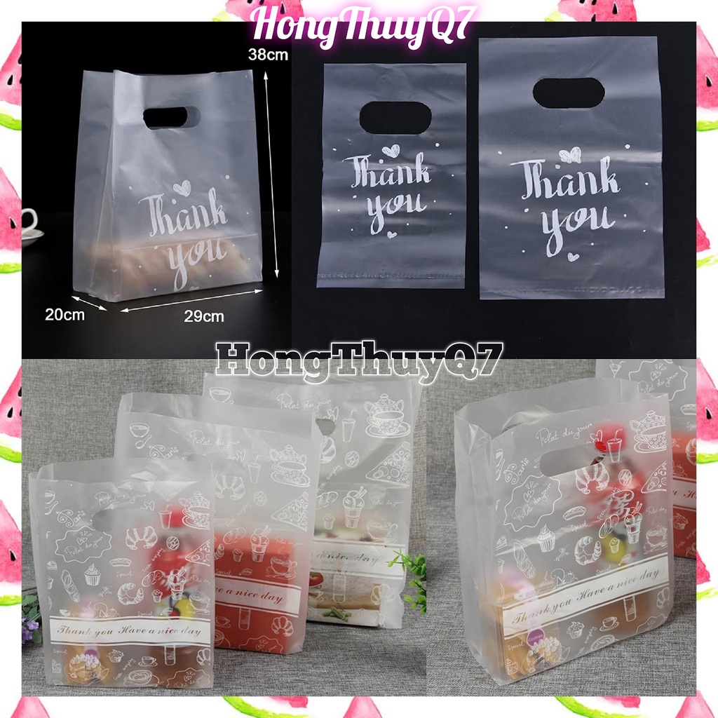 Túi Thank You trong suốt xinh xắn, đựng quà tặng, bánh ngọt, trà sữa ...