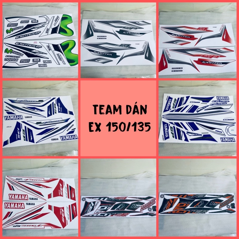 Team tem dán xe exciter ex 150 135 2010 trắng đỏ đen xanh gp chế rời ...