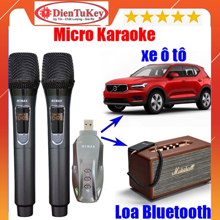 Micro Không Dây karaoke ô tô đa năng BX7 Có Echo Dùng Cho OTO, Loa kéo ...