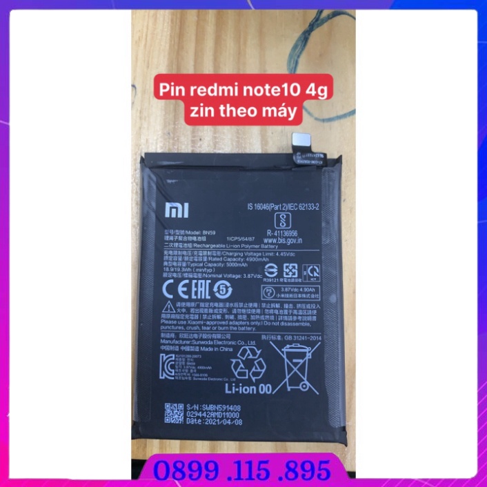 [HCM] Pin Xiaomi Redmi Note 10 4G (BN59) zin bóc máy QT | Shopee Việt Nam