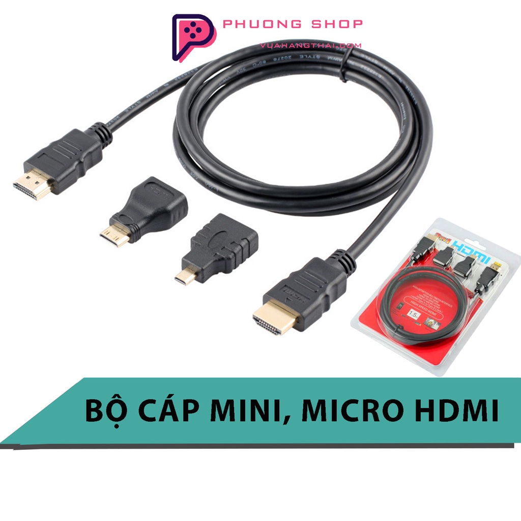 Bộ Dây Cáp HDMI 3 in 1 - Bao Gồm Đầu Chuyển Mini, Micro HDMI Cùng Sợi ...