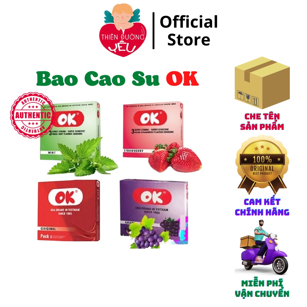 Bao Cao Su OK, Mùi Hương Ngọt Ngào Dâu Tây, Bạc Hà, Nho & Bao Cao Su OK ...