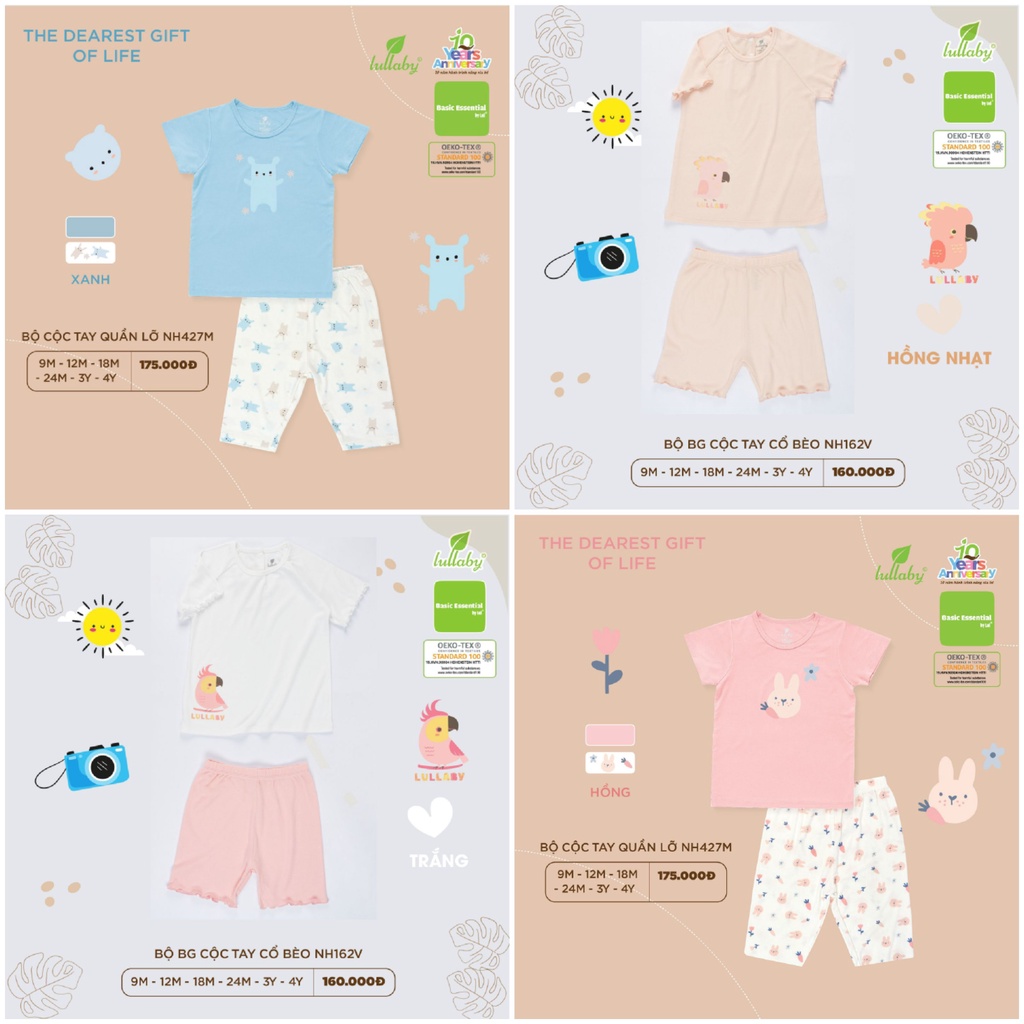 Bộ cộc tay bộ đi học bộ mặc nhà bégái/bé trai tay bèo Lullaby | Shopee ...