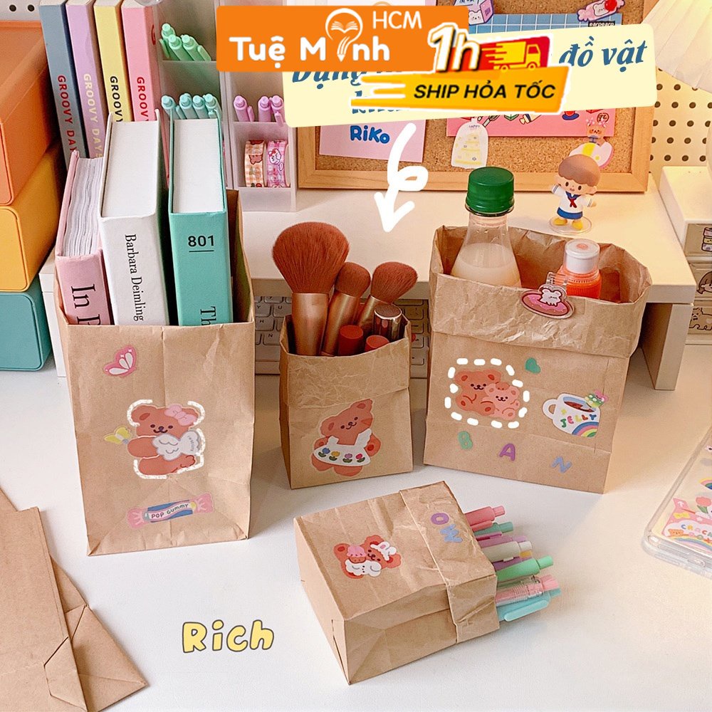 Túi giấy kraft đựng đồ K73 đựng văn phòng phẩm, thực phẩm tủ lạnh, túi kraft để đồ an toàn, đa ...