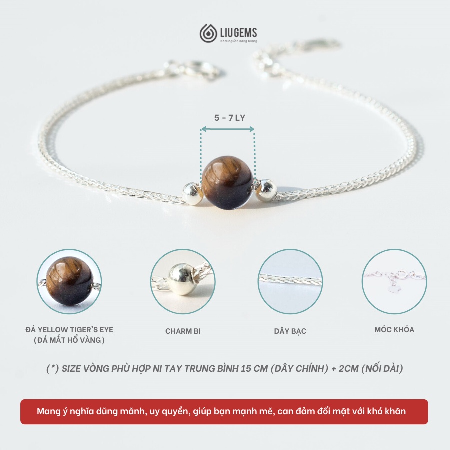 Vòng Tay Bạc Nữ Liugems Kết Hợp Hạt Đá Phong Thuỷ Handmade Mix Charm Bi ...