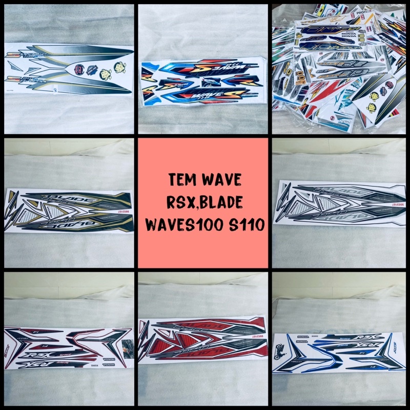 Tem zin xe wave rsx 110 fi, wave blade s100 s110 trắng đỏ đen xanh chế ...