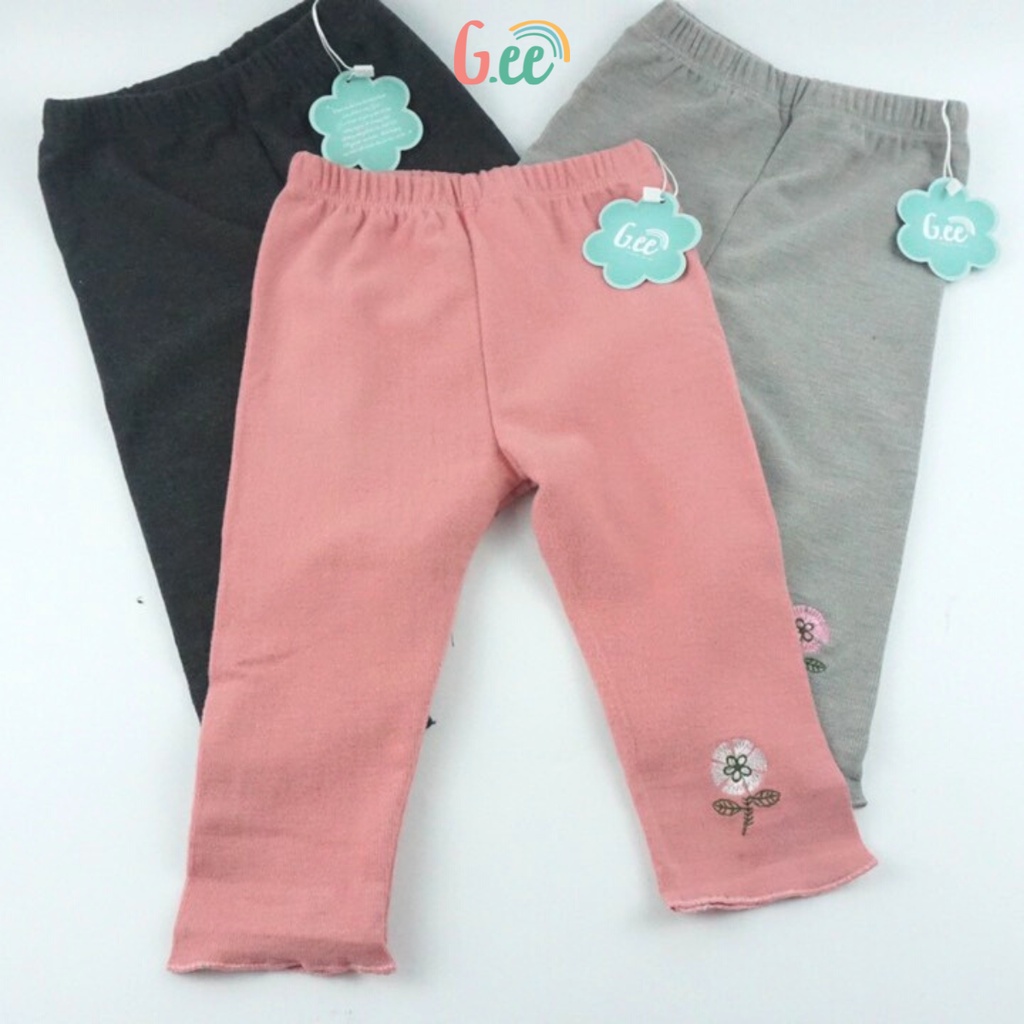 Quần legging thêu hoa, vải zíp lông gỗ sồi bé gái 8-25Kg dày đẹp, chất ...