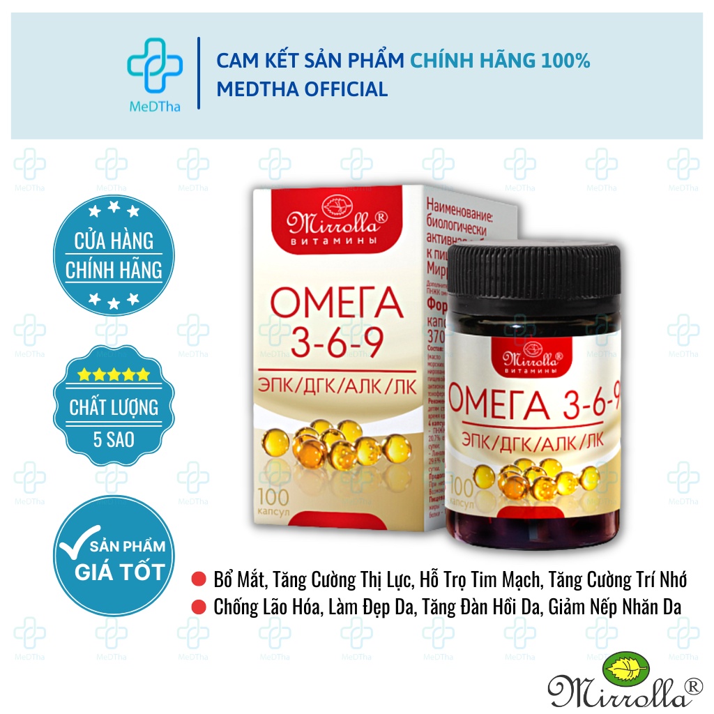 Omega 369 Mirrolla - Bổ Mắt, Tăng Cường Thị Lực, Hỗ Trợ Tim Mạch, Trí Nhớ, Chống Lão Hoá (Lọ 100 ...