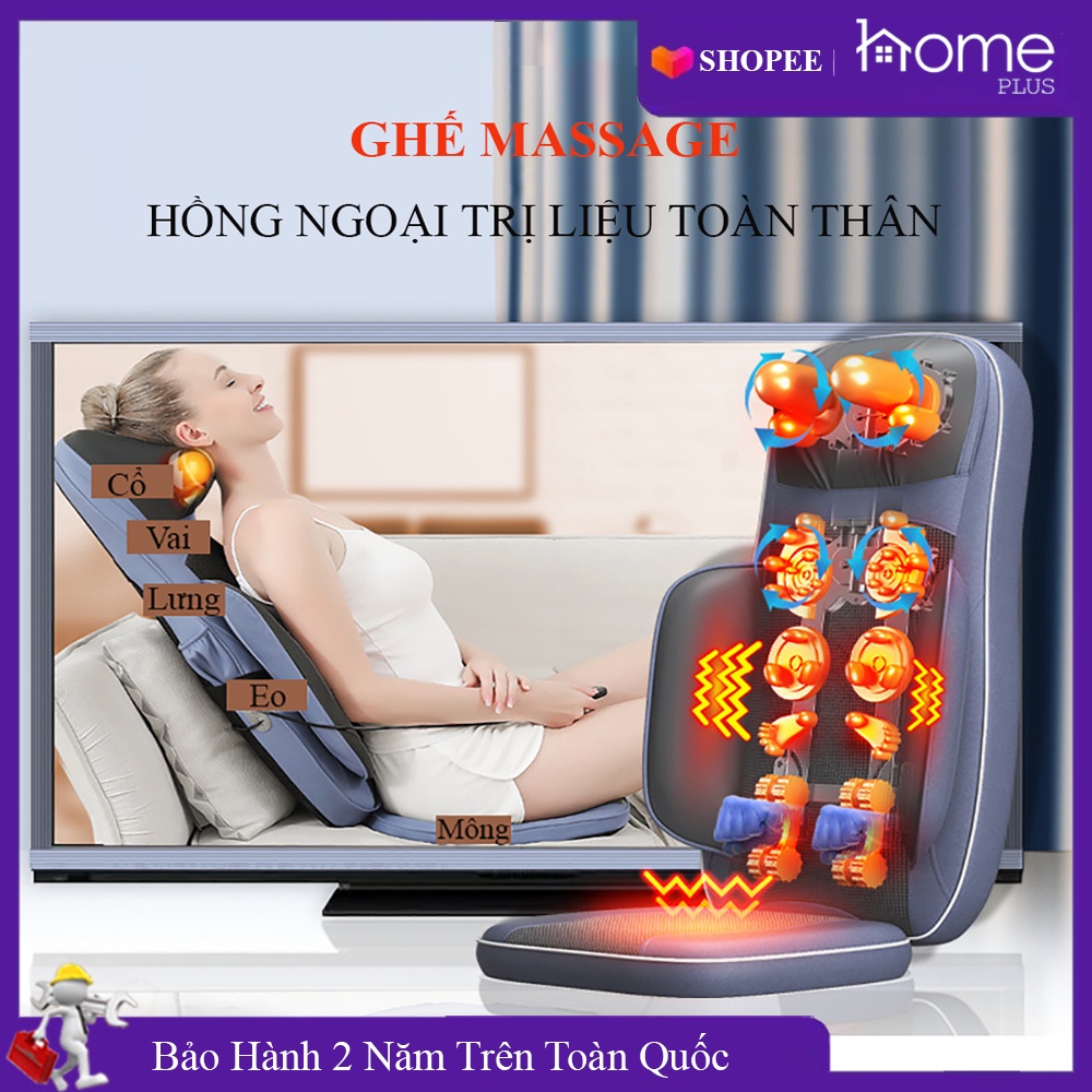 Ghế massage lưng, vai, gáy hồng ngoại trị liệu toàn thân. Máy massage rung điện từ thế hệ mới ...